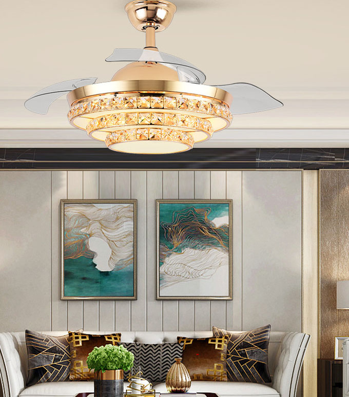 ECO Retractable Smart LED Ceiling Fan Light Quiet DC Fan With Light ...