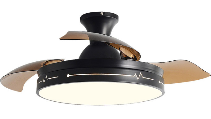 Decorative Folding Ceiling Fan With Light Remote Control Black Brown ...