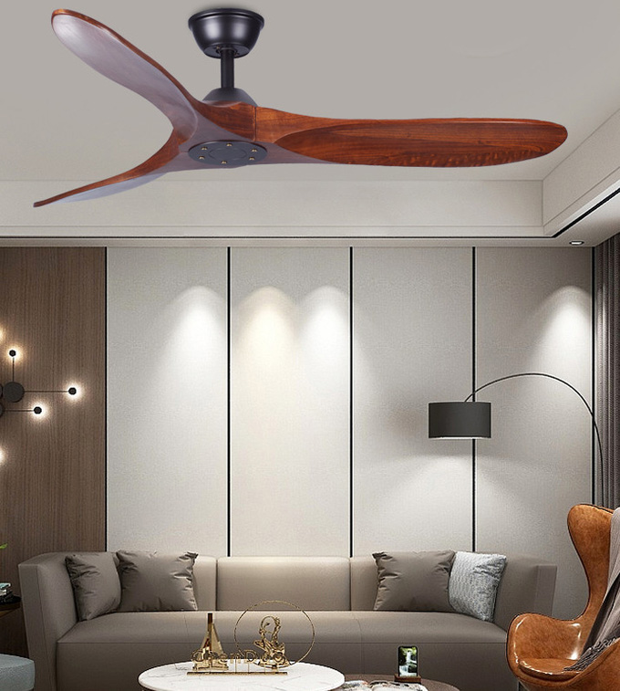 Decorative 60In ECO Fans 3 Blade Wood Ceiling Fan With Light | Wood ...