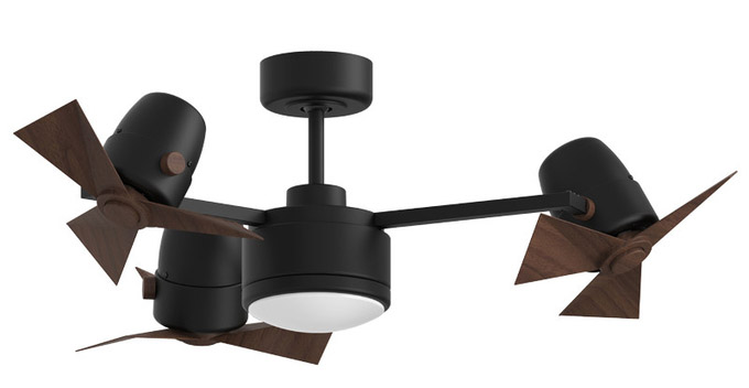 Black Three Heads Folding Ceiling Fan With Light And Retractable Blades ...